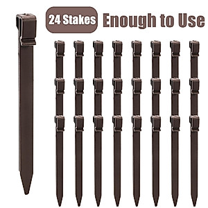 Hacaroa 40 Feet Landscape Edging Coil with 24 Anchoring Stakes, Plastic Terrace Board 4 Inch High, Decorative Grass Barrier Garden Edging Border for Lawn, Fence, Flower Bed, Wood Grain, Brown