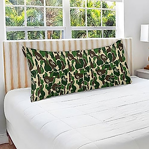 Camouflage Green Pillow Cases Standard Size Breathable Skin-Friendly Velvet Pillow Covers Soft Cozy Pillowcase for Bedroom Sofa Couch Home Decoration