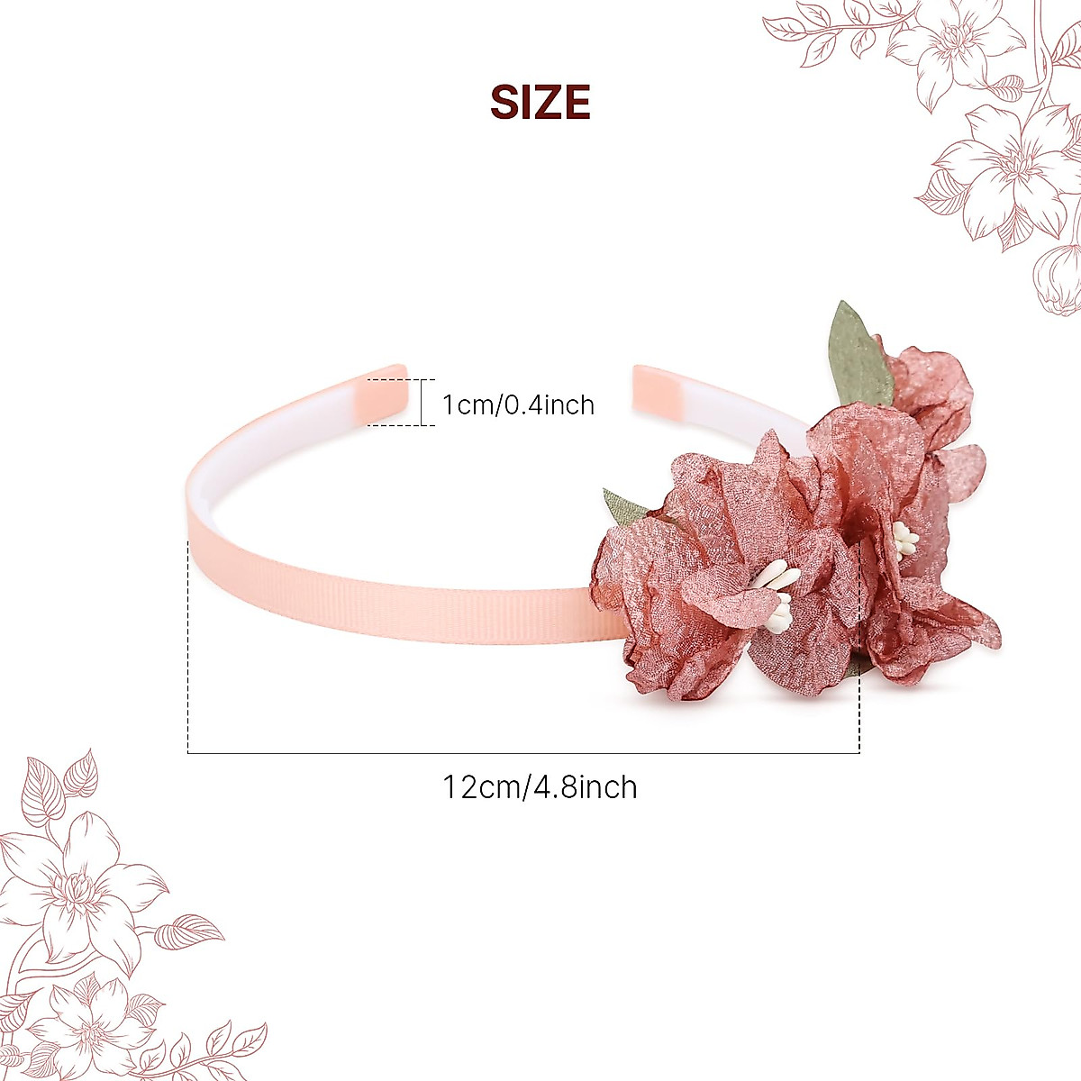 Dizila 5 Pieces Plastic Flower Headbands Floral Hair Bands Hoops Accessories for Toddlers Girls Kids Teens