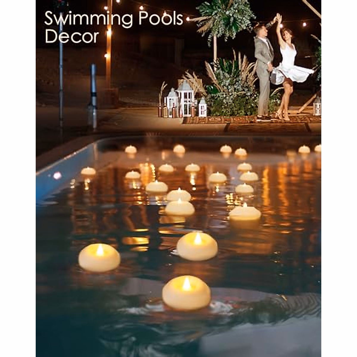 ARDUX 12 PCS LED Floating Candles - 3 Inch Flameless Plastic Floating Tea Lights for Bathtub Swimming Pool Vase Centerpiece Decoration