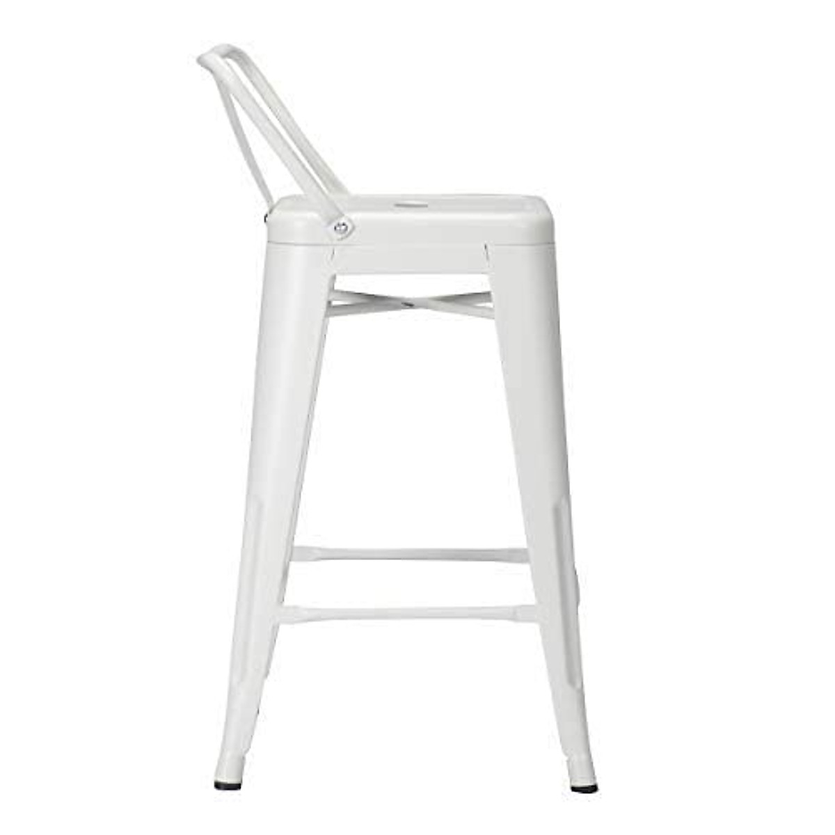 Changjie Furniture Metal Barstools Set of 4 Industrial Bar Stools Counter Stools with Backs Indoor-Outdoor Counter Height Bar Stools (24 inch, White)