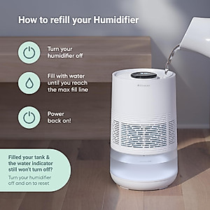 BLUEAIR Premium Smart Humidifier: 3.5L Dishwasher Safe Tank for Large Room, Better Sleep with Evaporative Tech, Auto & Night Mode, Easy Top Fill, Air Quality Insight with App, Touchscreen, 48-Hour run