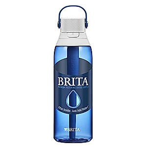 Brita Insulated Filtered Water Bottle with Straw, Reusable, BPA Free Plastic, Sapphire, 26 Ounce