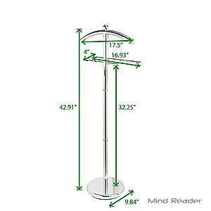 Mind Reader Stainless Steel Valet Suit Rack Stand, Silver