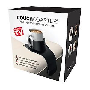 CouchCoaster - The Original and Patented Armrest Couch Cup Holder – A Weighted, Silicone, Anti Slip Coaster Stops Spills On Your Sofa, Arm Chair Or Recliner and Keeps Drinks Within Reach, Steel Grey
