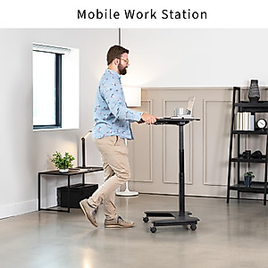 VIVO Black Electric Mobile Height Adjustable 36 inch Dual Platform Standing Desk with Wheels, Rolling Small Space Table, Sit Stand Workstation, DESK-V111VT