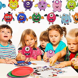 KATOOM 12 Pack Paper Plate Craft for Kids DIY Art Kit Monster Craft Gift for 4, 5,6,7,8 Year Old Boys Girls Toddlers, Art Project for Birthday Gift Party Supplies