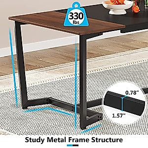 Tribesigns Dining Table for 6, Industrial Kitchen Table Dining Room Table, 71 inch Rectangular Dining Table for Kitchen Home Furniture, Metal Frame, Rustic Brown & Black