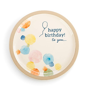 DEMDACO Happy Birthday! To you Colorful Dots 9 x 9 Stoneware Decorative Serving Plate