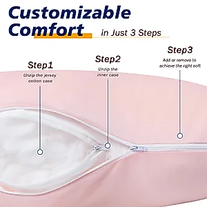 AngQi Pregnancy Pillows, U Shaped Pregnancy Body Pillow for Sleeping, 55 inch Maternity Pillow for Pregnant Women with Cooling Jersey Cover, Pink