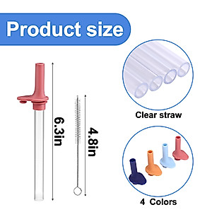 Vodolo Straw Replacement Compatible with Zak Straw Cups,4PCS 15 oz Tumbler Water Bottle Reusable Silicone Straw BPA-Free with Straw Cleaning Brush for Zak Designs Kelso 12 oz Cups