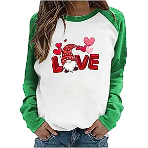 Women's Valentines Day Shirt Happy New Year Shirts Stocking Stuffers for Teens Womens Gifts for Christmas Green