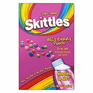 Skittles Singles To Go Drink Mix Variety Pack Bundle Original Punch, Tropical Punch and Wild Berry Punch - 3 boxes with 6 Packets in Each Box 18 Total Servings