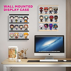 Nynelly 3-Layer Acrylic Display Case, Wall Mounted Display Box Countertop Cabinet for Collectible, Clear Display Case with Door for Mini Funko Pop, Action Figure, 11.5" L x 3.3" W x 15" H,Walnut