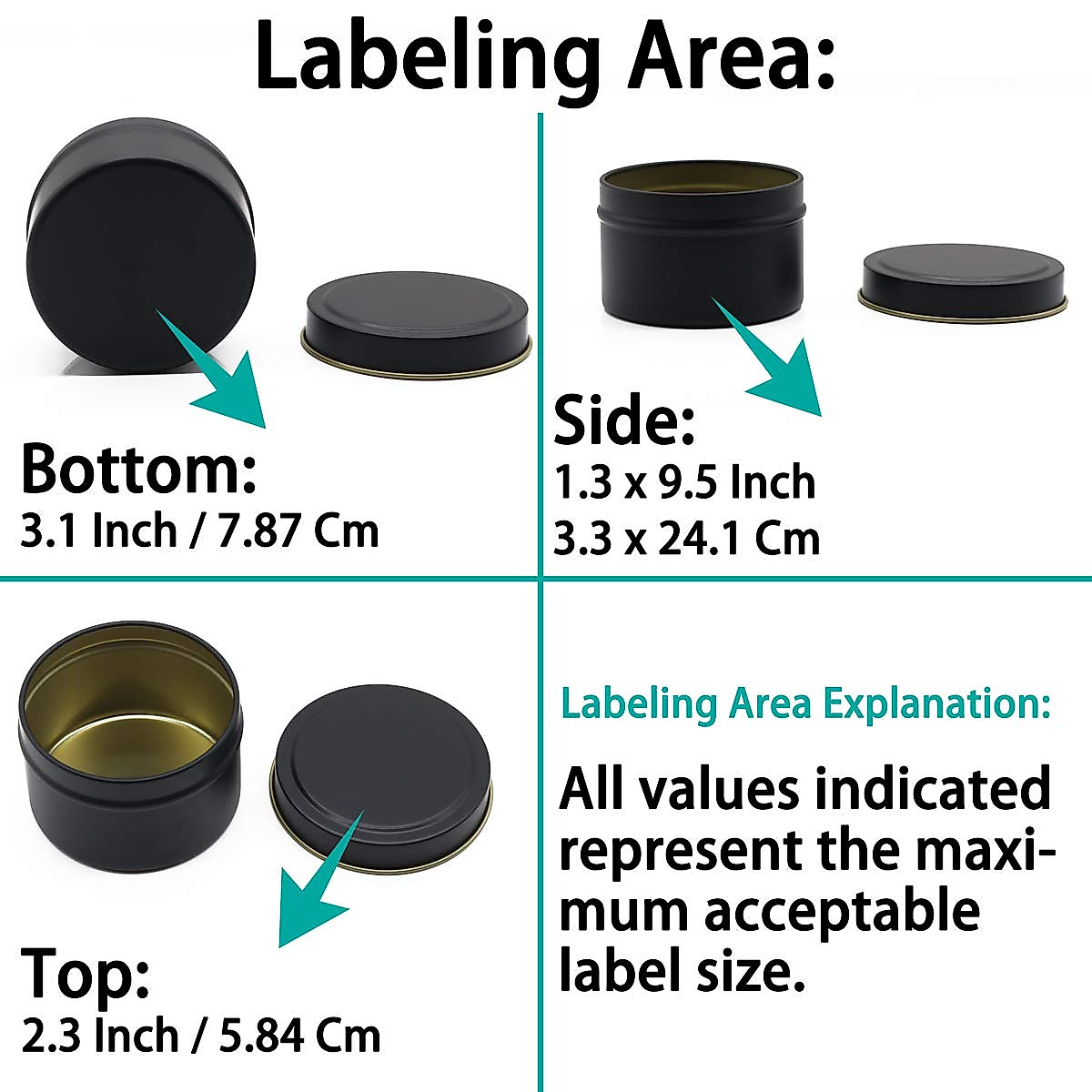 Aroparc Candle Tins 8oz, 24 Piece Candle Tin Cans Bulk Candle Containers for Candle Making Supplies Candle Tins - Black