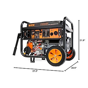 WEN DF1100X 11000-Watt Electric Start Portable Generator with Wheel Kit and CO Shutdown Sensor, Black