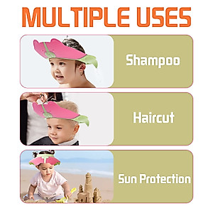 Reidio Baby Shower Cap Bathing Protection Silicone Adjustable Foldable Hair Washing Hat Shampoo Cap for Baby Toddler Kid Portable (Pink)