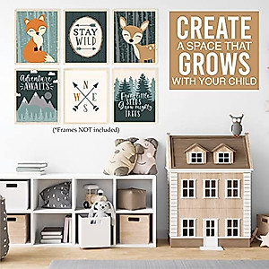 6 Reversible 8x10 Woodland Nursery Decor For Boys Prints, Woodland Nursery Wall Decor, Woodland Baby Shower Decorations, Woodland Creatures Nursery Wall Art Decor, Woodland Animals Posters For Bedroom