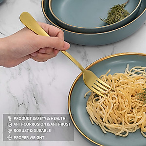 Rygten QU 12Pcs Gold Stainless Steel Dinner Forks, Silverware Forks, Flatware Forks Set Of 12, Dishwasher Safe