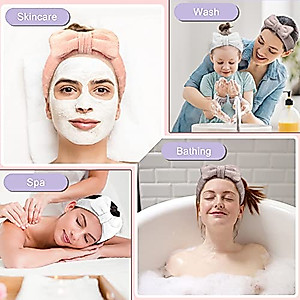 Crosize Face Wash Headband and Wristband Set for Women, 7 Pack, Pink, White, Brown, Microfiber, Ideal for Makeup, Face Wash, Doing a Mask, Exercise, Showering