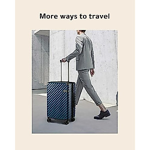 PC Blue Carry On Luggage 22x14x9 - Expandable Hard Shell Suitcase with Spinner Wheels