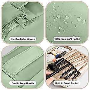 Noozion Clear Frosted Makeup Bag 3 Pieces Toiletry Bag Portable Cosmetic Pouch Travel Organizer Water-resistant Translucent Purse for Women and Girls (Green)