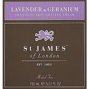 St James of London Lavender & Geranium Shave Cream Jar, 5.07oz