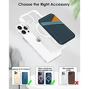 Miroddi MagSafe Wallet Card Holder for iPhone 14/13/12 Series - Blue+Orange RFID Blocking Faux Leather