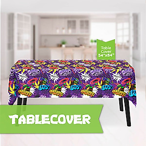 Ninja Turtle Party Decorations | Ninja Turtle Birthday Decorations | Teenage Mutant Ninja Turtles Party Supplies | TMNT | Balloon, Tablecloth, Door Poster, Sticker | Officially Licensed