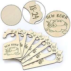 Unicorn Baby Closet Divider,NB to 24 Months 7 Sets of Wood Baby Cloth Organizer by Age and Size Nursery Infant Wardrobe Divider Gift for Newborn Baby Shower (Cartoon)