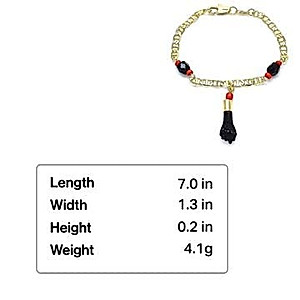 Inner Plane Azabache Charm Protection Bracelet Containing Figa Hand 14K Gold Filled Jewelry Protects From Evil Eye for Women Men Boys Girls