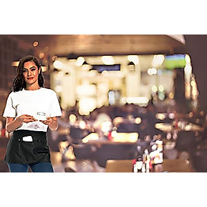 NOBONDO 12 Pack Waitress Aprons with 3 Pockets - Waist Aprons for Women Men Commercial Waiter Half Apron with Extra Long Straps Reinforced Seams for Restaurant Server Work