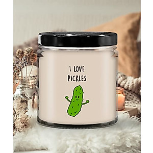I Love Pickles Candle - Soy Wax Candle - Hand Poured Candle - 9 oz Vanilla-Scented Candle - Candle Jar