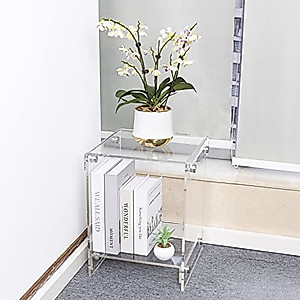 Sumerflos Acrylic Small Frame Side Table/End Table/Easy Assembly, Nightstand for Living Room Bedroom Home Decor- Clear