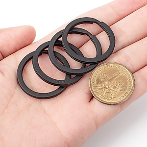 FEGVE Titanium Key Rings Split Rings 4 Packs, Key Rings for Keychains, Keychain Ring for Home Car Keys Organization (Black - 32 mm / 1.25 inches)