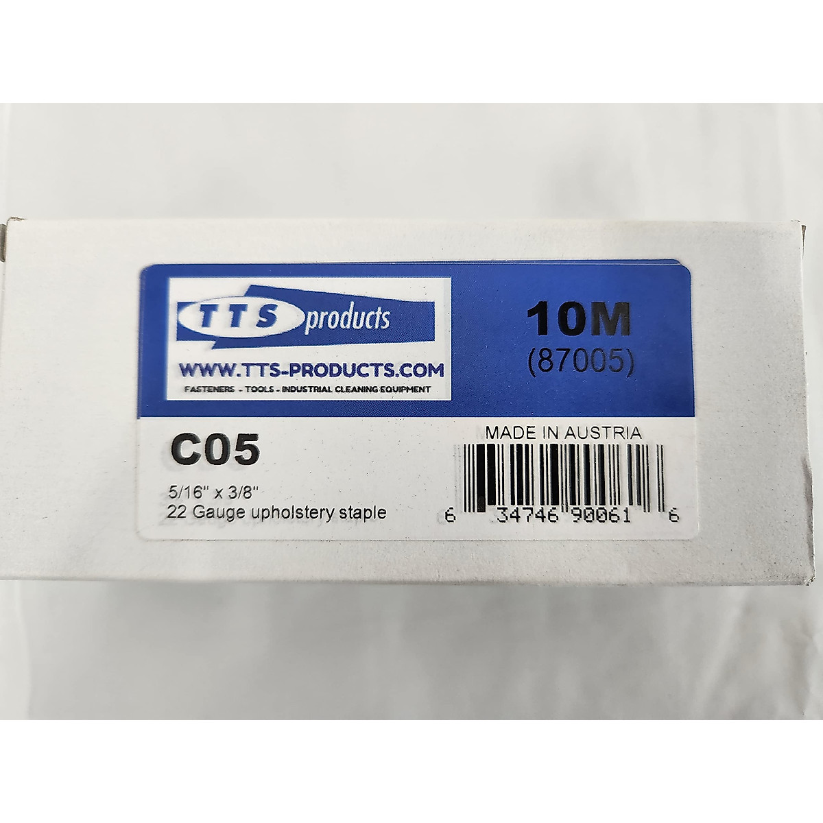 5/16" Leg x 3/8" Crown 22GA Galvanized C05 Upholstery Staples 10M Box