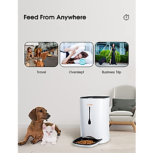 WOPET Automatic Pet Feeder Food Dispenser for Cats and Dogs–Features: Distribution Alarms,Portion Control,Voice Recorder, & Programmable Timer for up to 4 Meals per Day