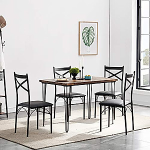 VECELO 5-Piece Set Home Kitchen Breakfast Nook, Dining Table for 4, Brown