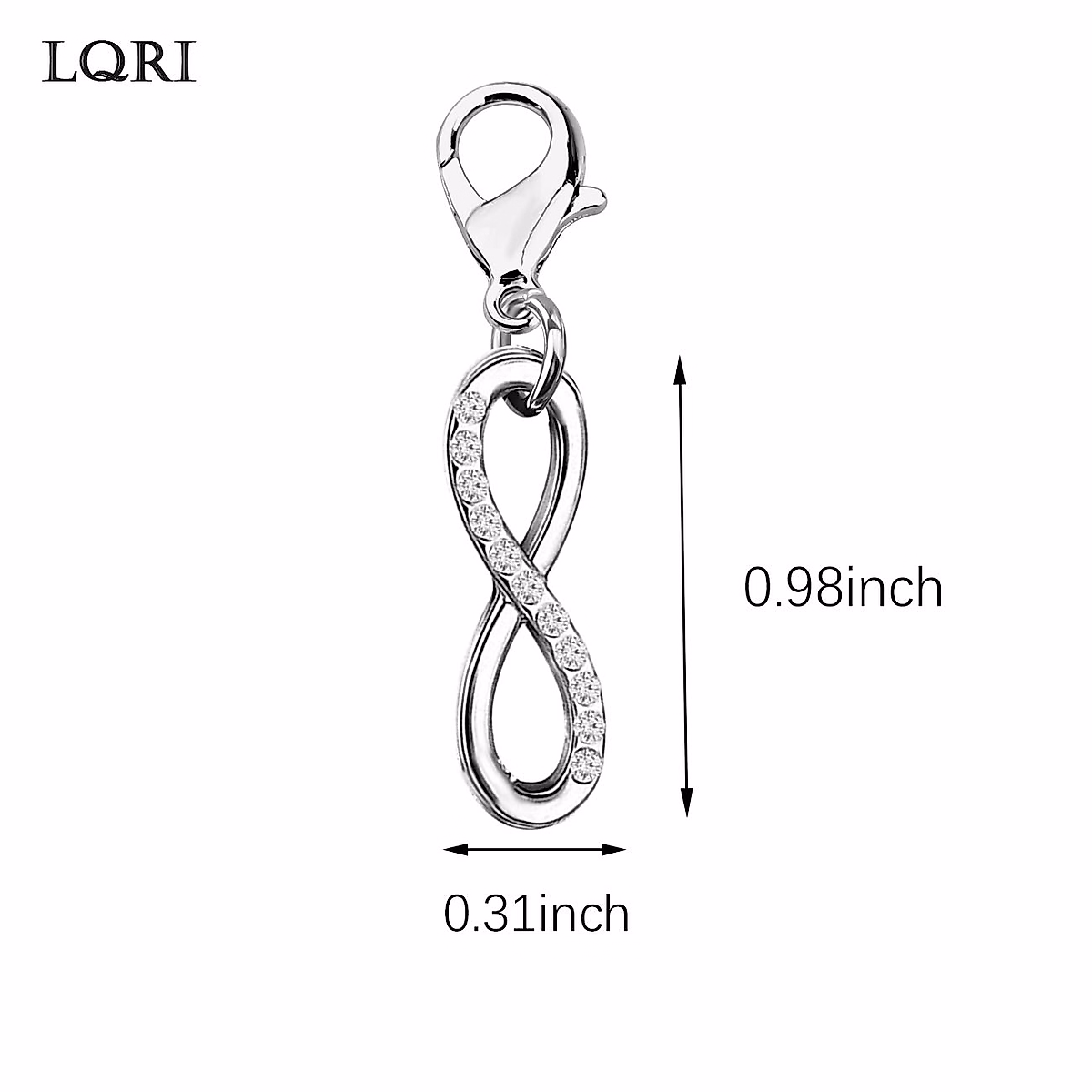 LQRI Infinity Charms Infinity Clip on Charm Infinity Symbol Connectors Charms Pendant Zipper Pull,Charms for Purse,Set of 2 (sliver)