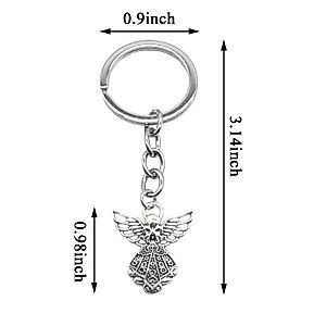 YOOHUA 50PCS 3.14inch Angel Keychain Angel Pendant Keychain Key Ring Silver Tone Guardian Angel Charm Keychain Key Ring