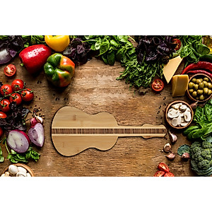 Vastigo Guitar Shaped Bamboo 7” x 17” Serving and Cutting Board – Music Inspired Kitchenware: Perfect for Serving Appetizers, Cheeses, Charcuterie and More