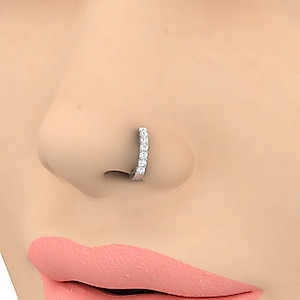 FINEROCK 0.13 Carat 7-Stone Diamond Nose Pin in 14K White Gold