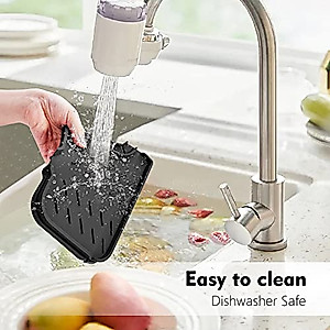 Kitchen Sink Splash Guard, Silicone Faucet Handle Drip Catcher Tray, fits faucet bottom diameter in 3.2 inch, Sponge Holder Sink Protectors Mat for Kitchen Bathroom Sink Accessories（15.4" x 5.5"）