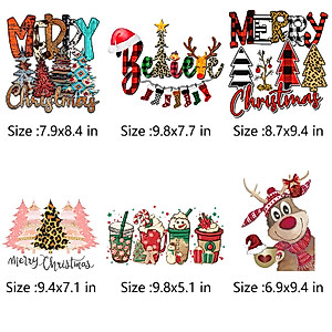 AMONEYLS Christmas Iron On Decal Heat Transfer Patches for Clothing Iron On Transfer Vinyl Stickers Washable 12pcs Heat Press Decals