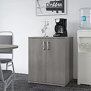 Bush Business Furniture Universal Floor Storage Cabinet with Doors and Shelves, Platinum Gray