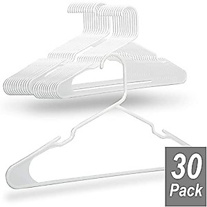 1InTheHome Standard Plastic Hangers, Hanger (30 Pack) Notched