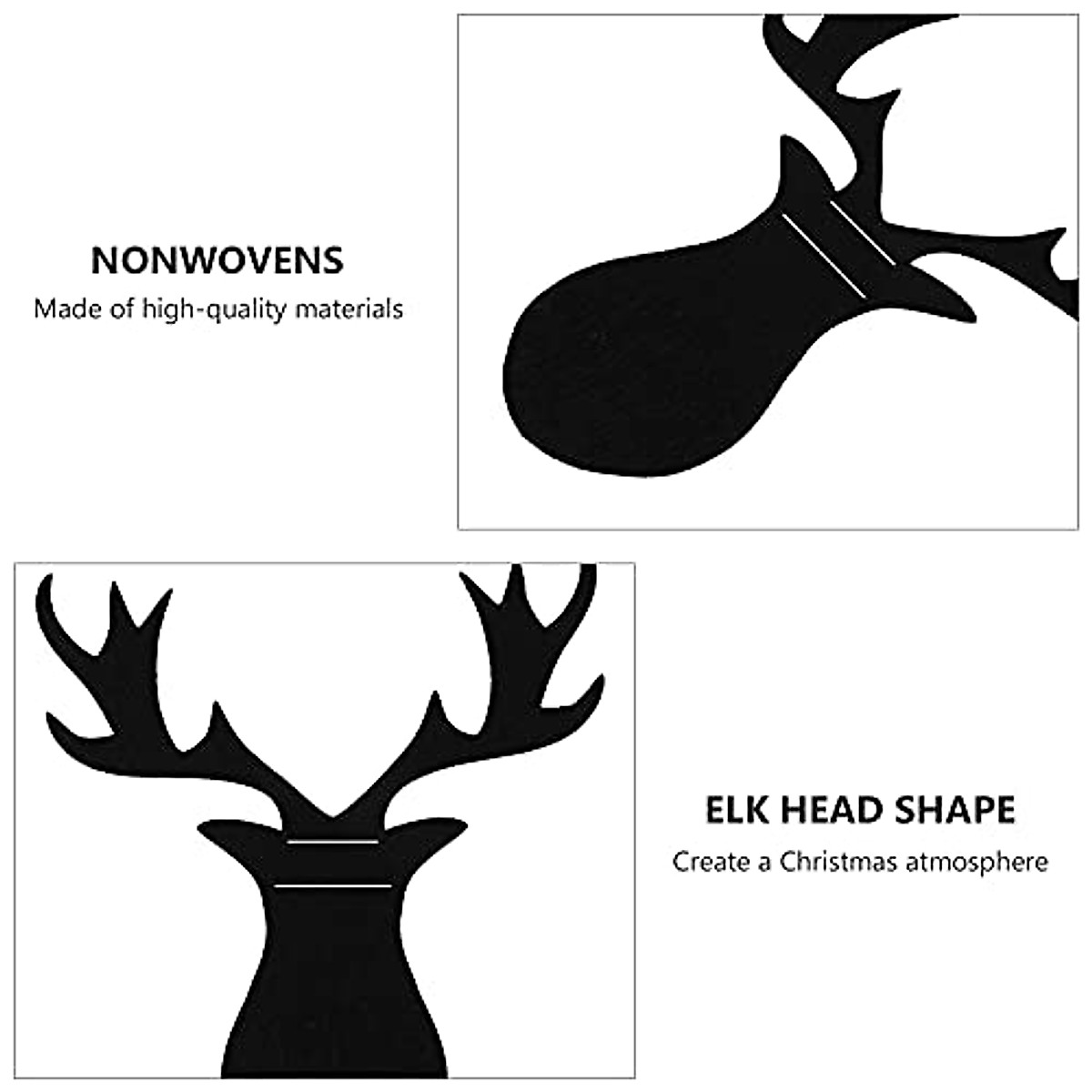 8PCS Xmas Elk Head Cutter Fork Bag Christmas Tableware Cover Decoration Decor for Celebration Party