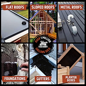 Liquid Rubber Waterproof Sealant - Multi-Surface Leak Repair Indoor and Outdoor Coating, Water-Based, Easy to Apply, Original Black, 1 Gallon