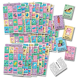More Fiesta Baby Shower Bingo - Bilingual English Spanish, for up to 30 Players