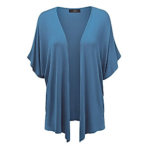 MBJ WSK1310 Women's Kimono Style Short Sleeve Dolman Cardigan XXXL Denim